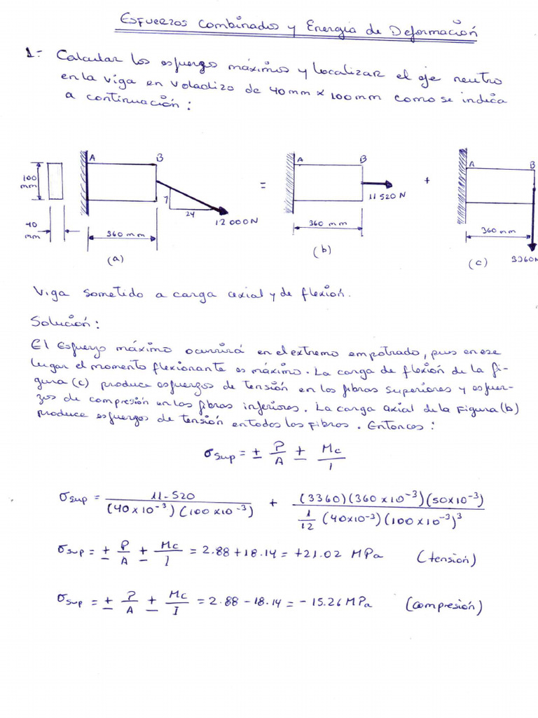 ESFUERZOS COMBINADOS Y ENERGIA DE DEFORMACION | PDF