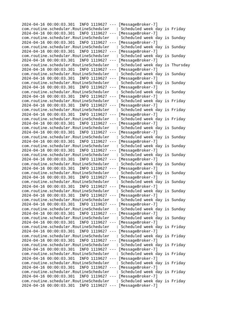 Spring Log 2024-04-16 | PDF | Workweek And Weekend