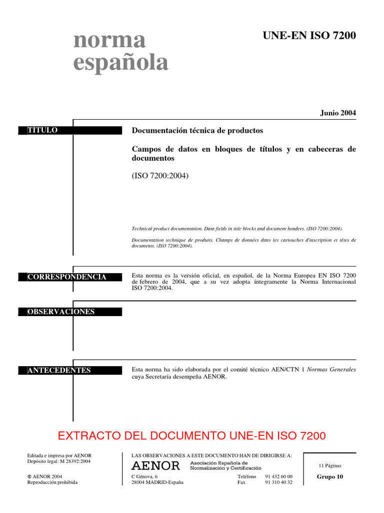 (Ex) Une-En Iso 7200 2004 | PDF | Informática
