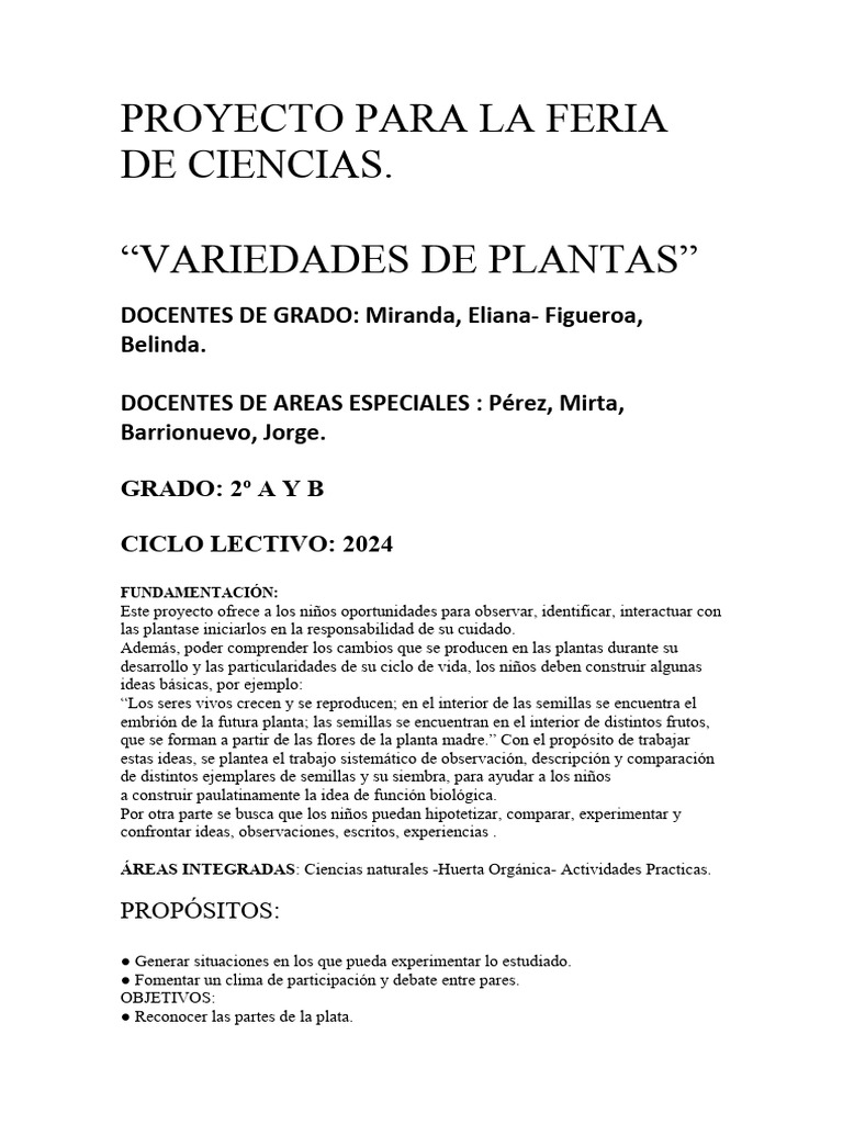 Proyecto para La Feria de Ciencias | PDF | Semilla | Plantas