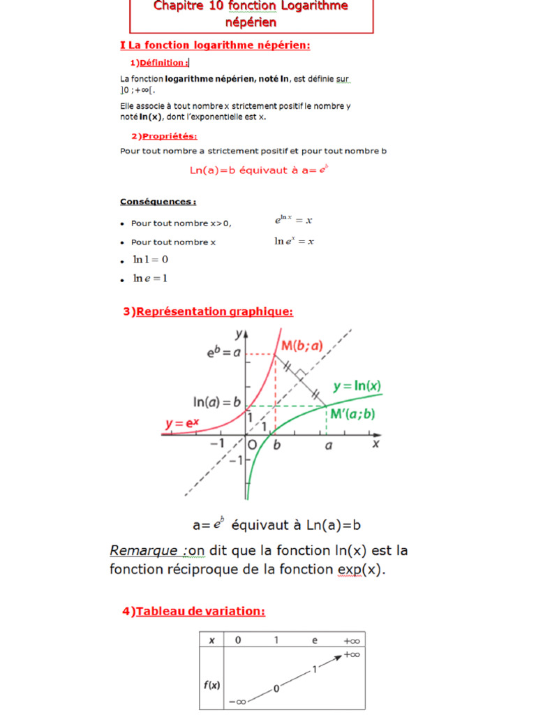 Chapitre 10 Logarithme | PDF