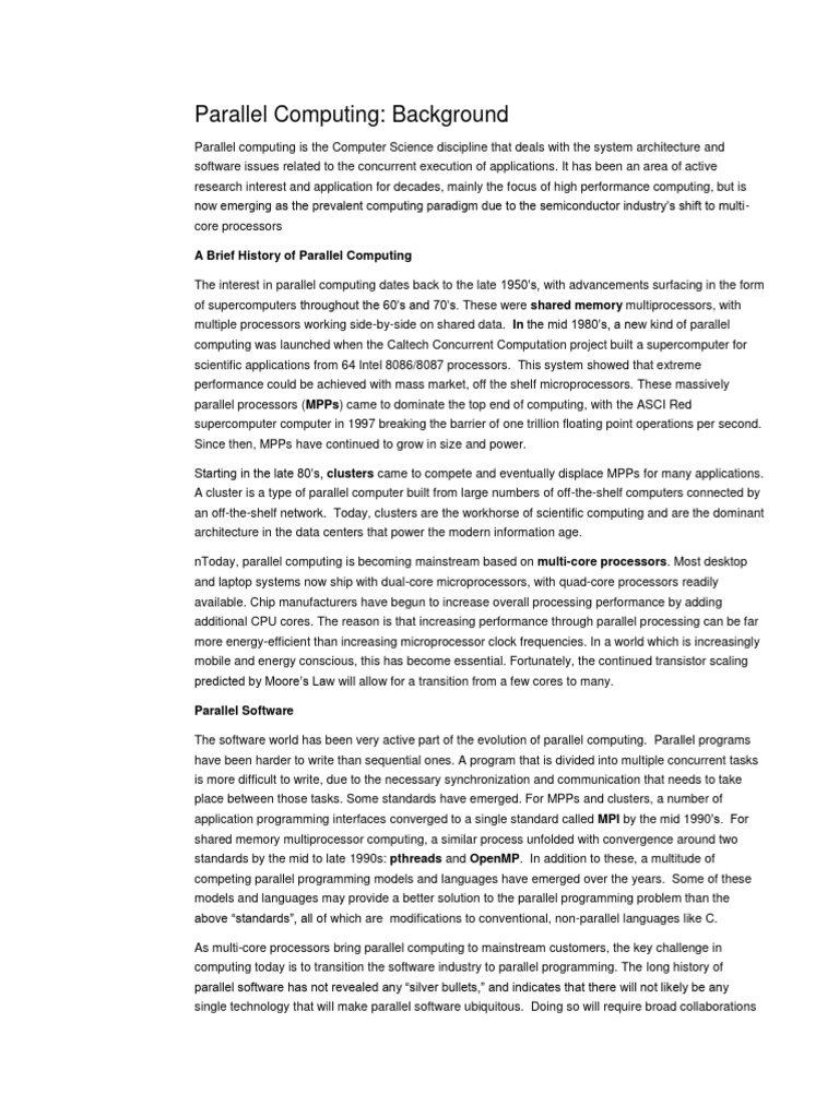 ParallelComputing Backgrounder | PDF | Parallel Computing | Multi Core ... ParallelComputing Backgrounder | PDF | Parallel Computing | Multi Core ...