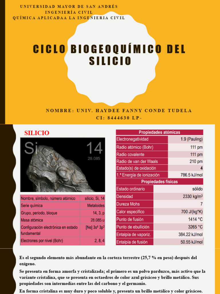 Ciclo del Silicio: Etapas y Aplicaciones | PDF | Silicio | Materiales