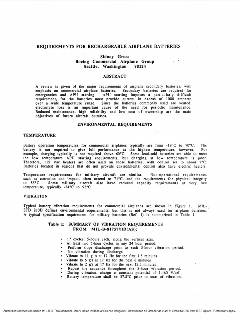 Requirements_for_rechargeable_airplane_batteries | PDF | Battery Charger | Rechargeable Battery