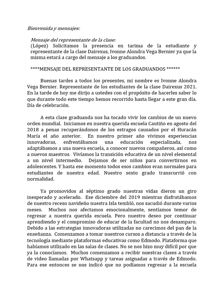 Representante Clase Dairexus 20212 | PDF | Escuelas