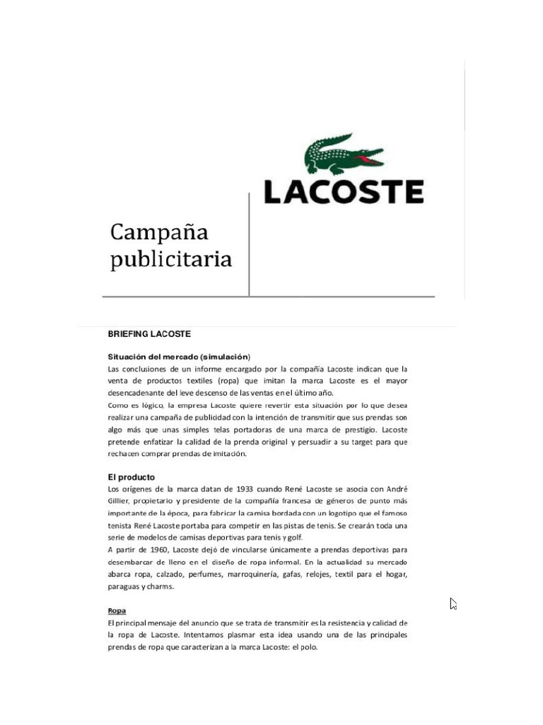 Briefing-Lacoste Compress | PDF