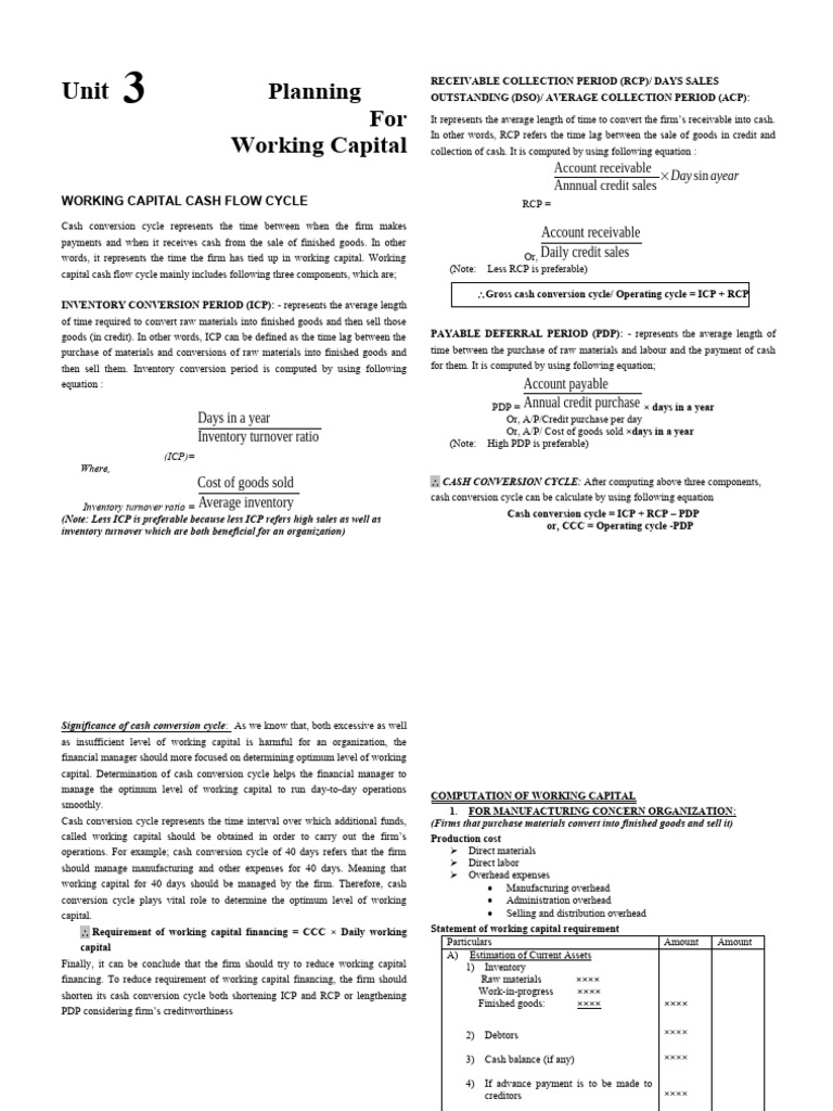Working Capital Cash Flow Cycle Explained | PDF | Working Capital ...