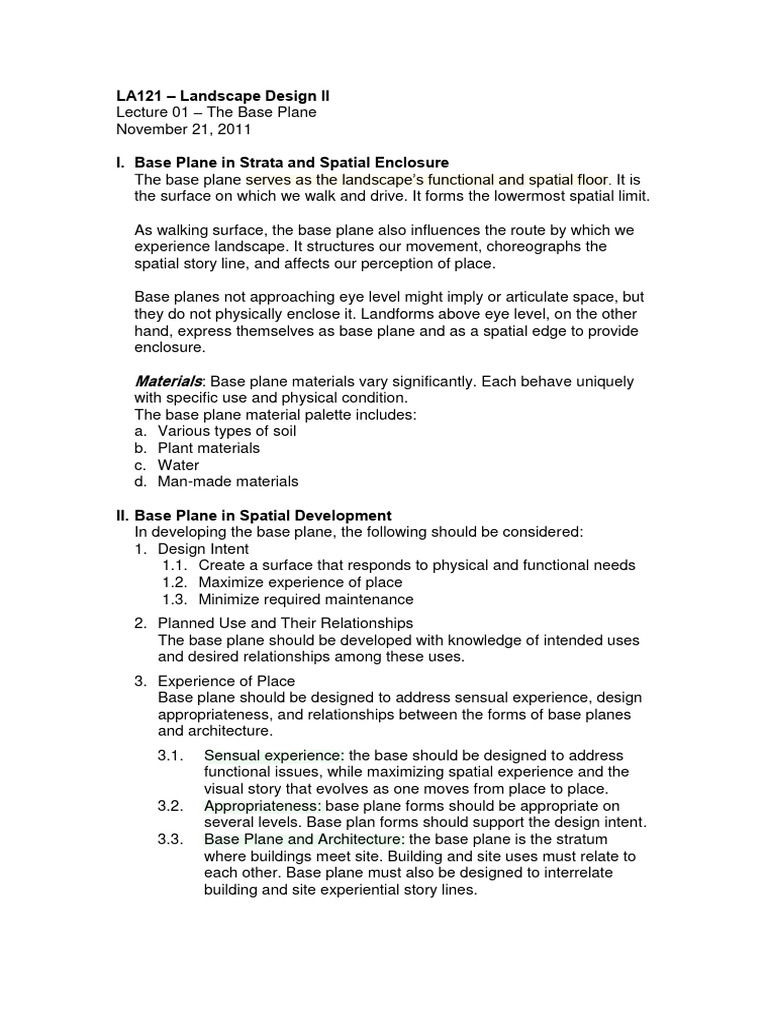 Lecture01 - THE BASE PLANE | PDF | Contour Line | Experience