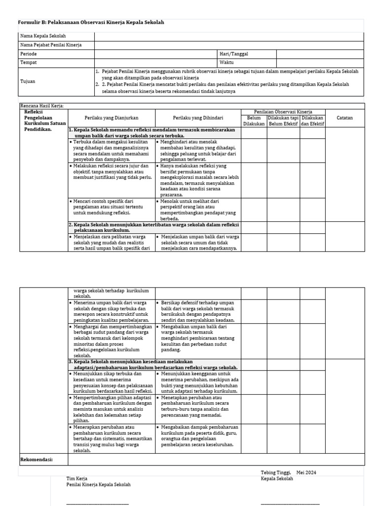 Refleksi Kinerja Kepala Sekolah | PDF | Karier & Perkembangan