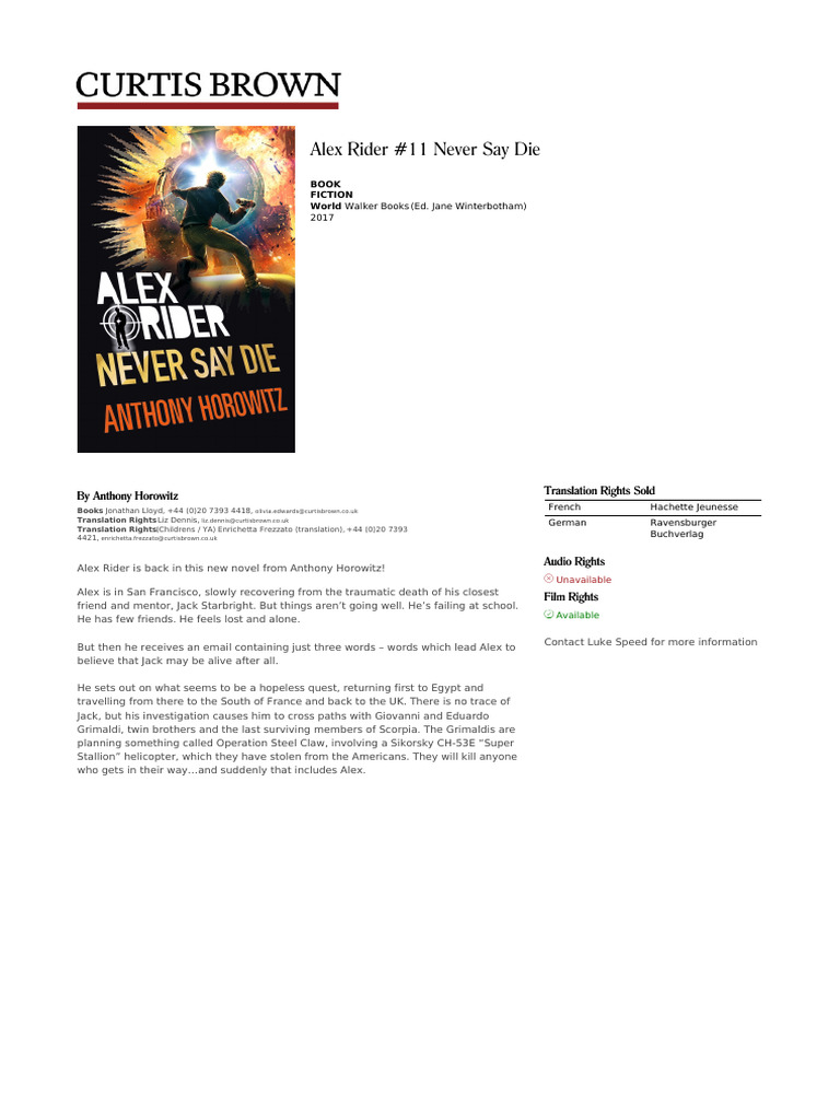 Alex Rider #11 Never Say Die | PDF