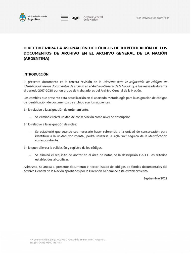 Códigos de Identificación Documental AGN | PDF | Gestión de registros ...