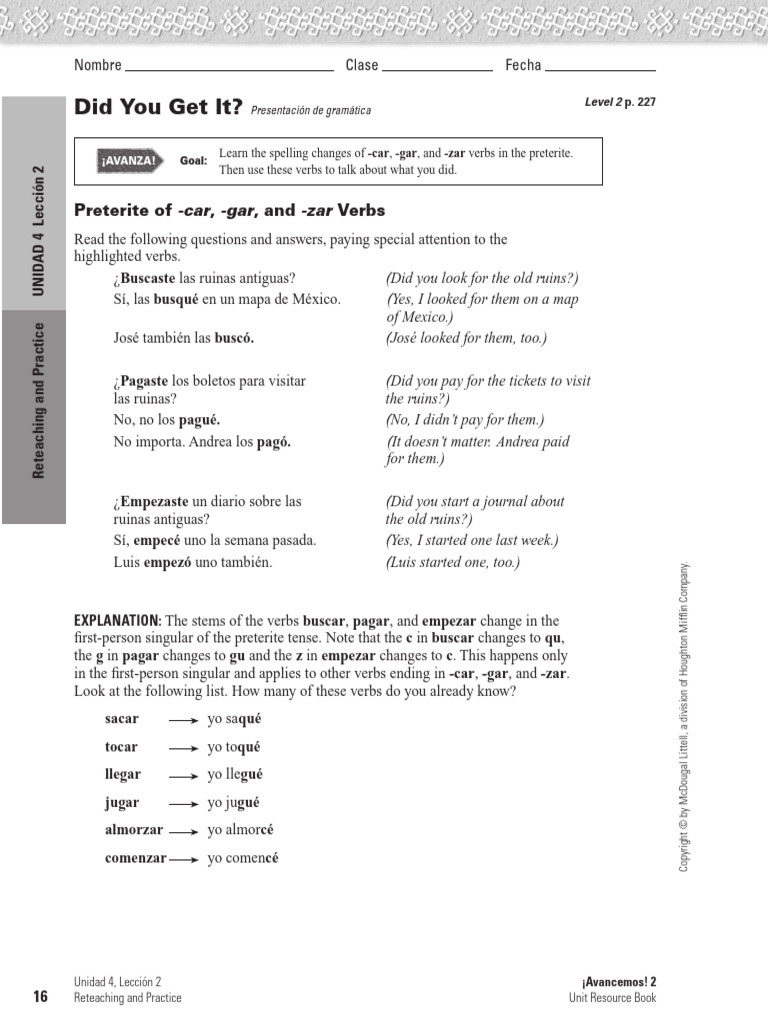 Car, Gar, Zar Verbs | PDF