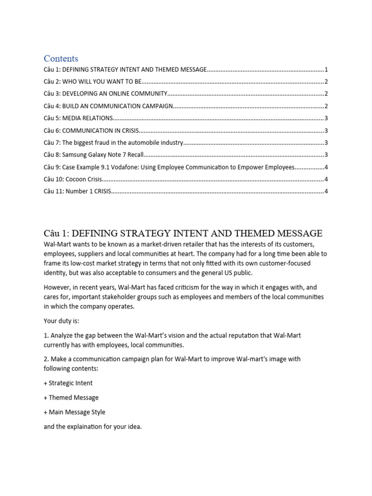 Câu 1: Defining Strategy Intent and Themed Message | PDF | Volkswagen ...
