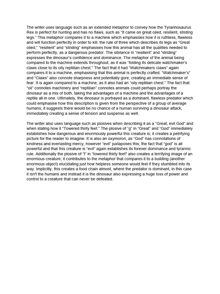 Language Paper One q2 (How Does The Writer Use Language To Portray The ...