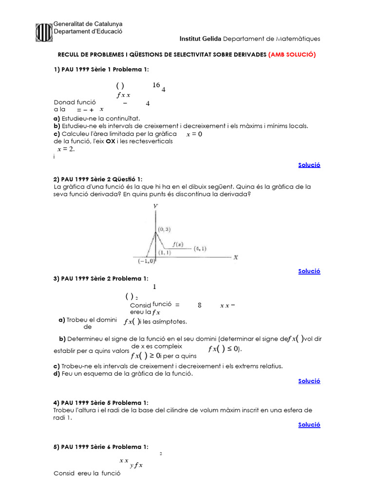 Recull de Problemes de Derivades | PDF