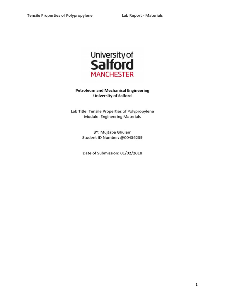 Lab Report - Materials | PDF | Fracture | Ultimate Tensile Strength