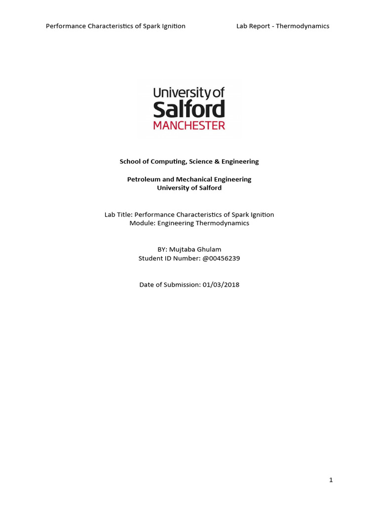 Lab Report - Thermodynamics | PDF | Internal Combustion Engine | Engines