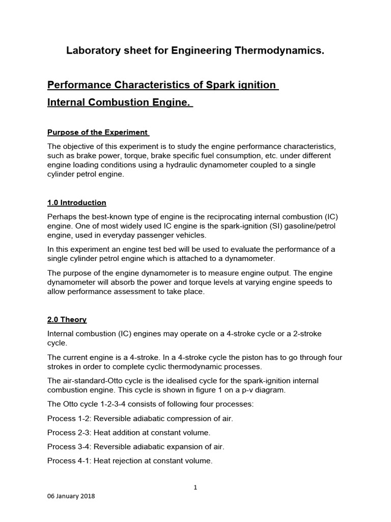 Thermo Lab Sheet | PDF | Engines | Internal Combustion Engine