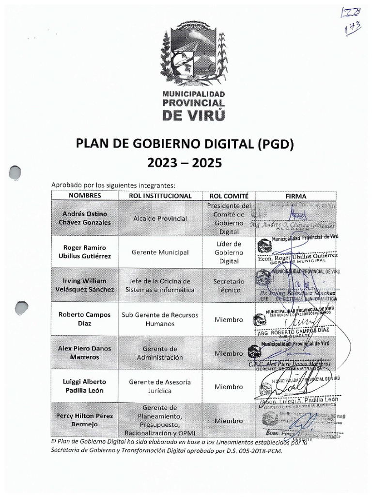 PLAN DE GOBIERNO DIGITAL 2023-2025 MN Viru.pdf | PDF