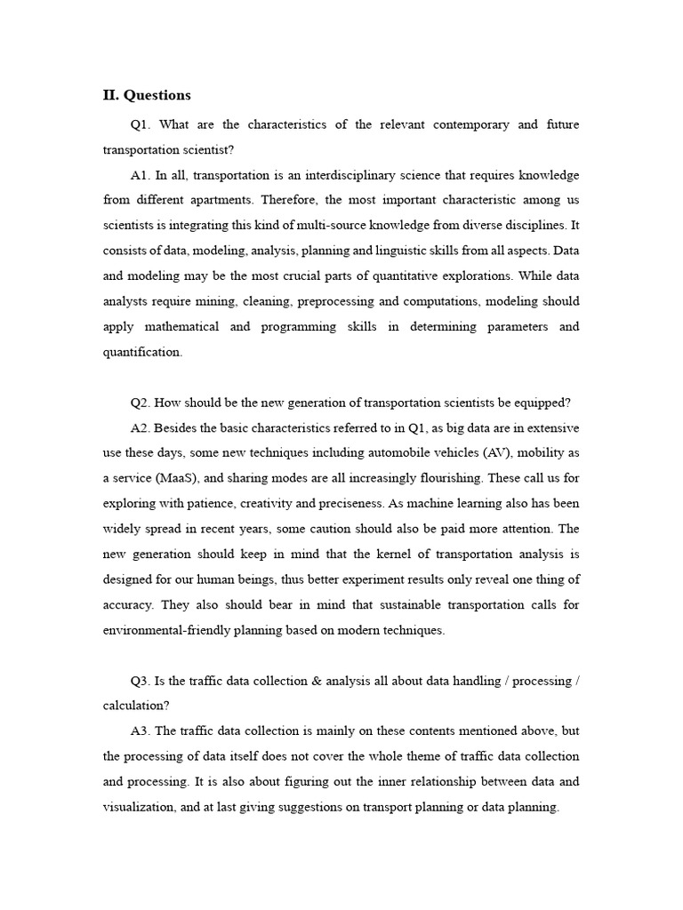 Traffic Data Collection And Analysis Q A1 PDF Data Computing
