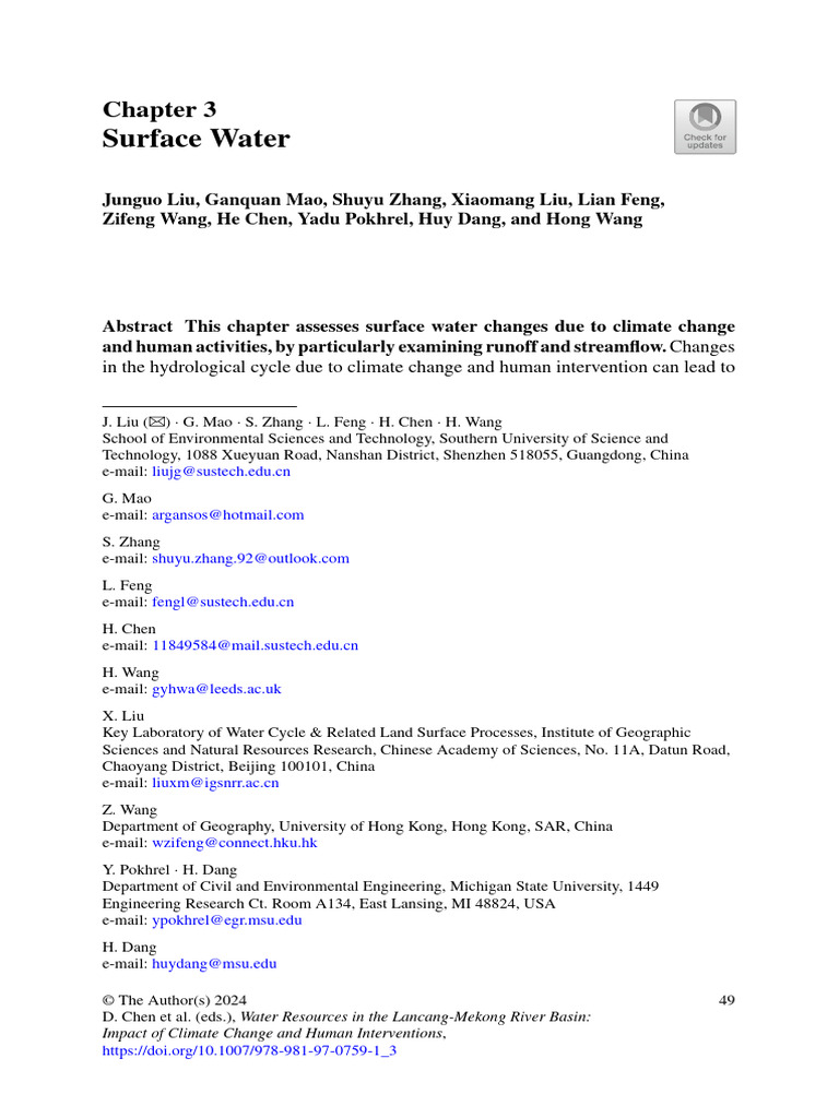 Surface Water | PDF | Surface Runoff | Lake