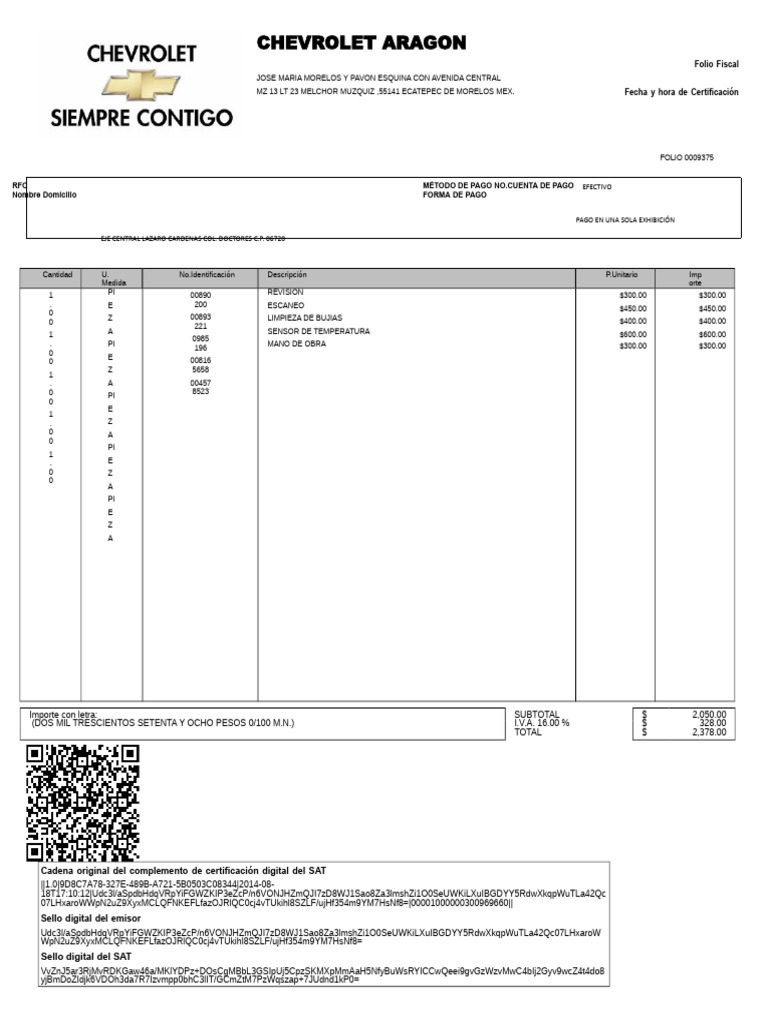 Factura Chevrolet | PDF