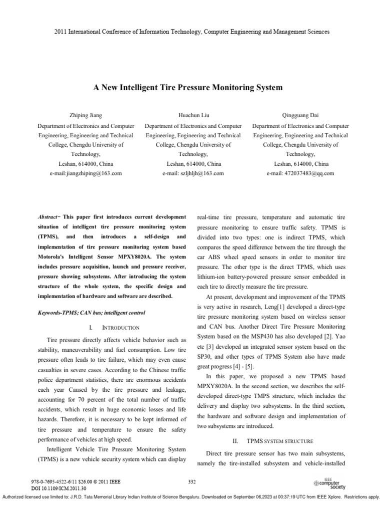 A New Intelligent Tire Pressure Monitoring System | PDF | Radio ... A New Intelligent Tire Pressure Monitoring System | PDF | Radio ...