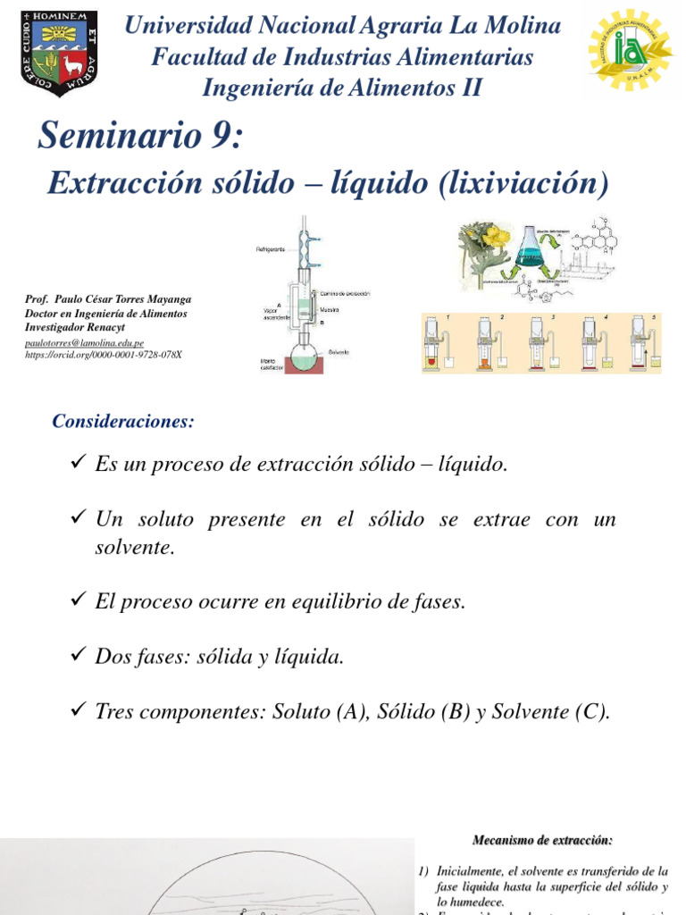 Seminario 9 - Extracción Solido - Liquido | PDF | Solubilidad ...