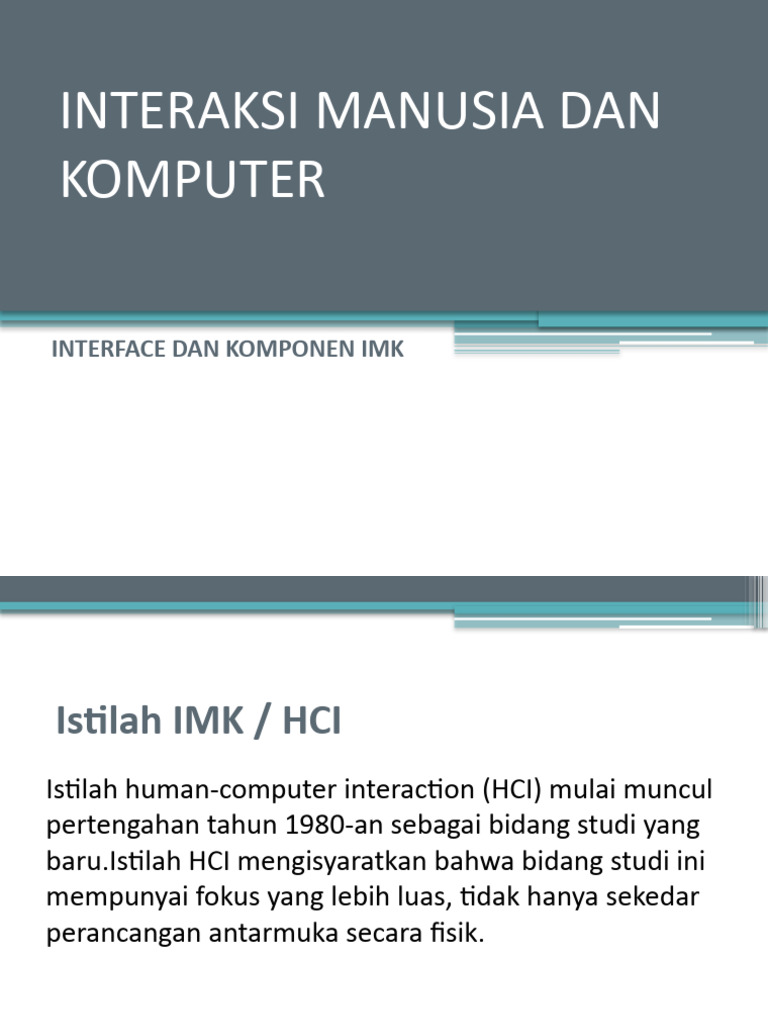 Interaksi Manusia Dan Komputer: Interface Dan Komponen Imk | PDF | Komputer