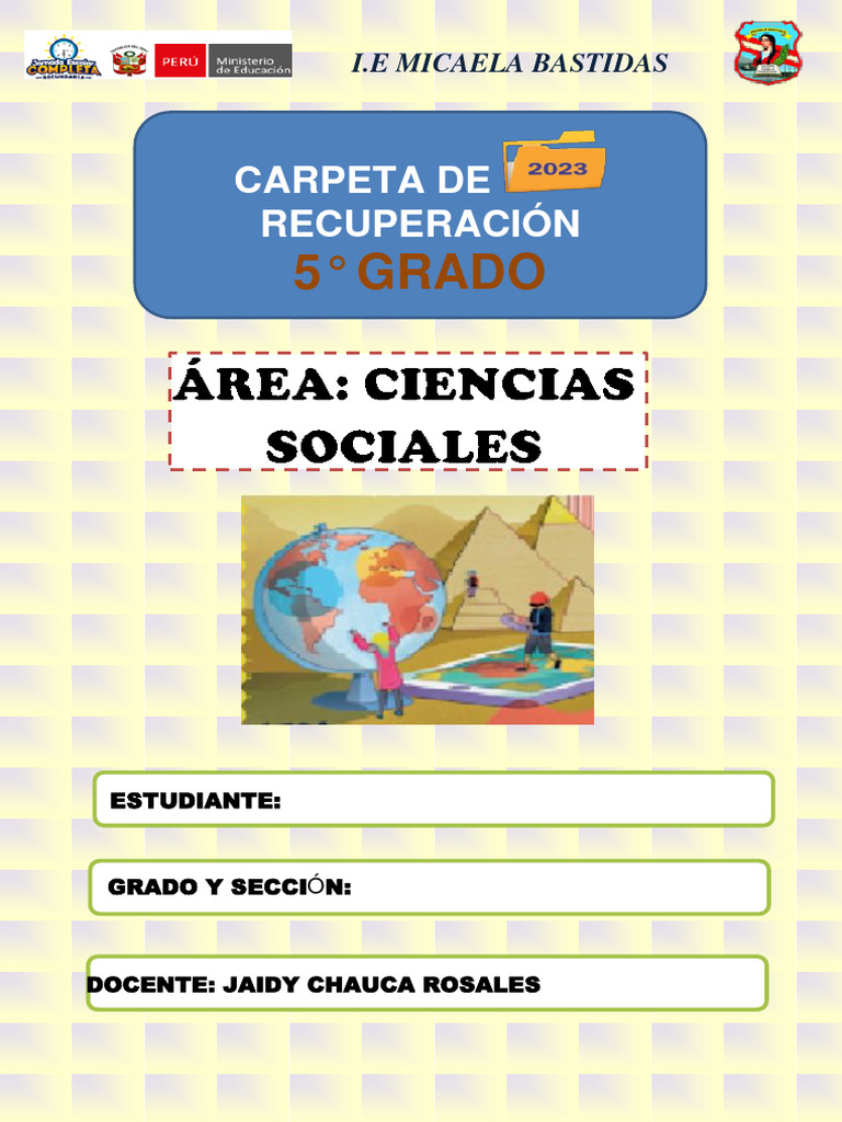 CARPETA DE RECUPERACIÓN CCSS 5°GRADO 2023-2024 (1) | PDF | Agua | Perú