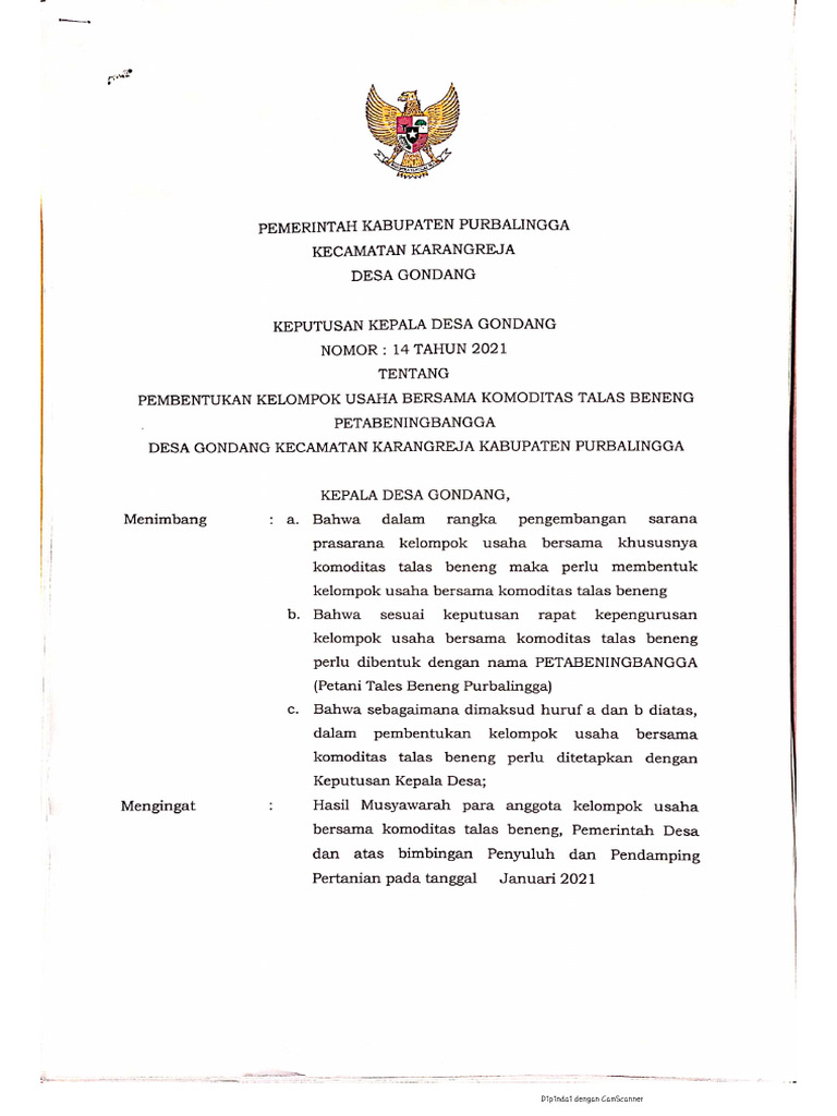 SK No 14 Tentang Pembentukan Kub Komoditas Talas Neneng Petabeningbangga gj65zm SK No 14 Tentang ...