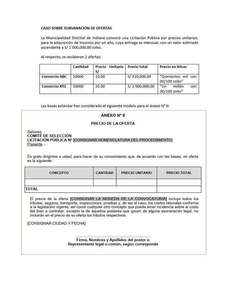Caso Foro 1 Subsanación Ofertas | PDF | Oferta (economía) | Economias