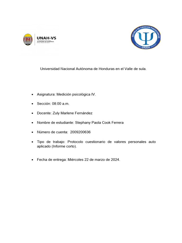 Protocolo Informe Corto SPV . | PDF | Las emociones | Sicología