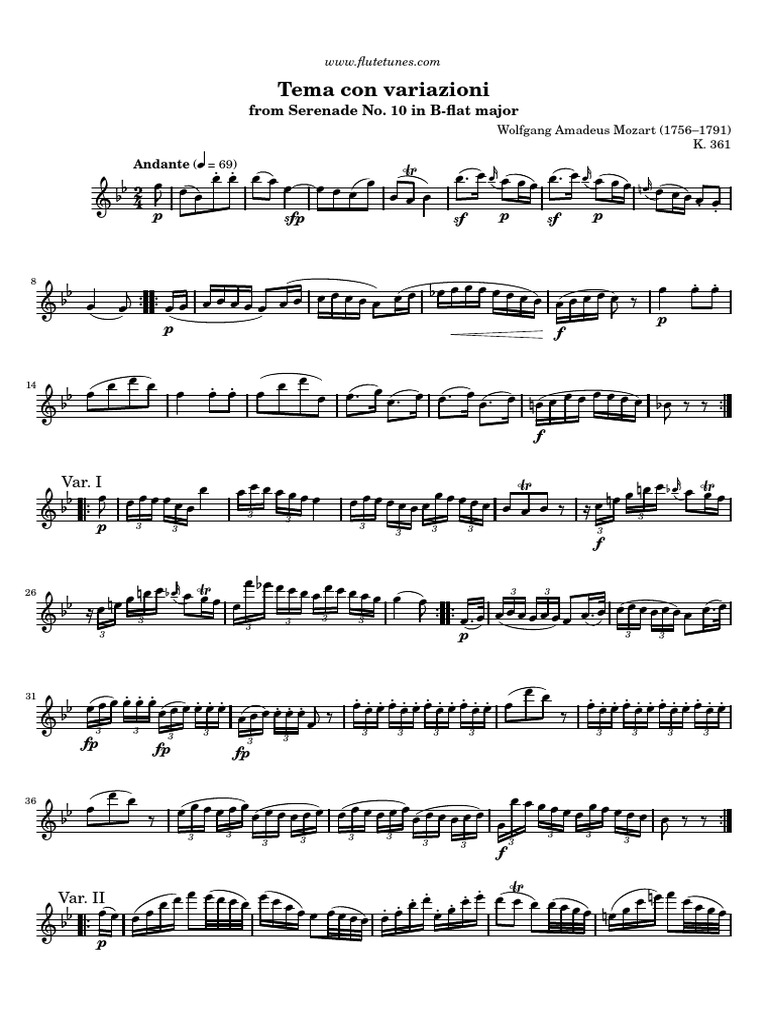 mozart-serenade-no10-thema-mit-variationen | PDF