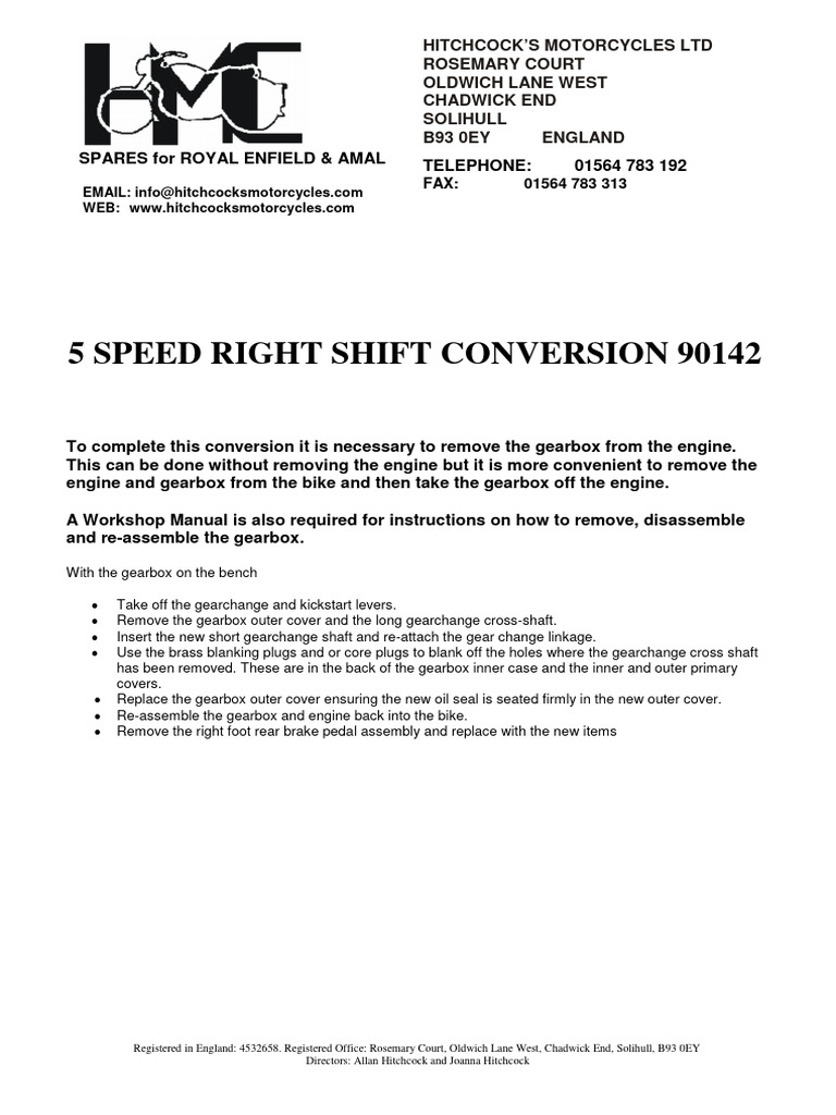 5 Speed Right Shift Conversion 90142 | PDF