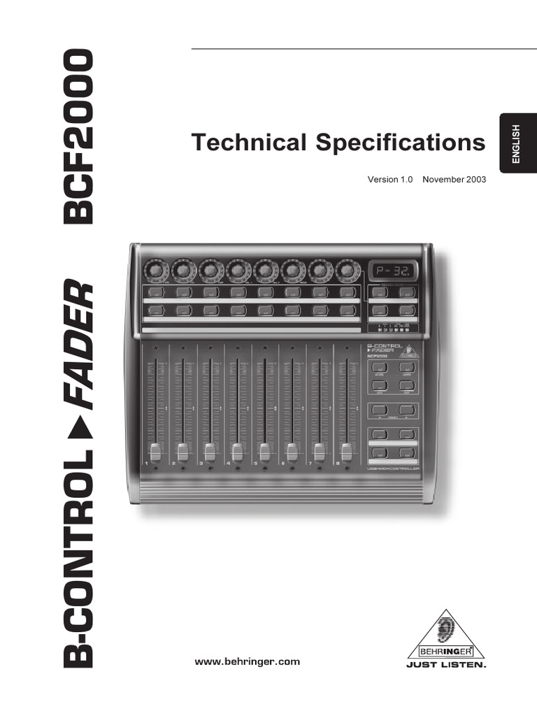 248 6086 Behringer bcf2000 Specifications 45861 | PDF | Usb | Microsoft ...