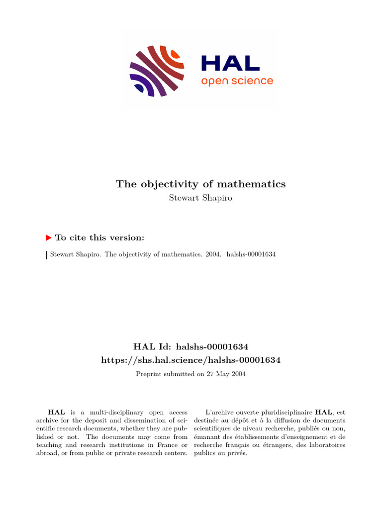 The Objectivity of Mathematics | PDF | Truth | Epistemology