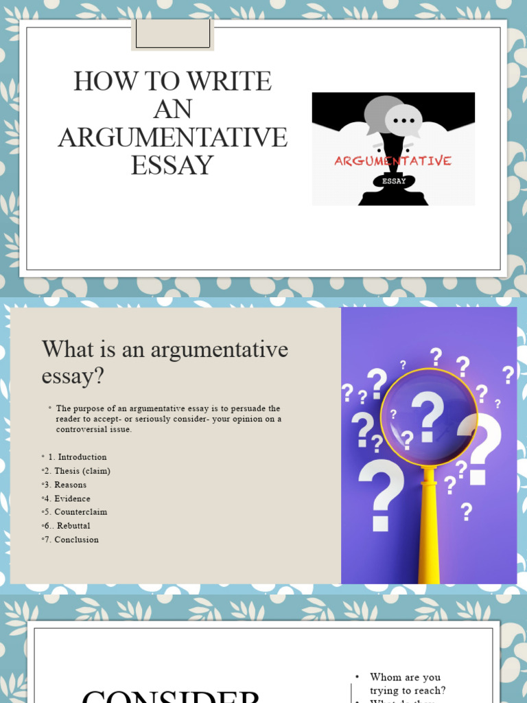 How To Write An Argumentative Essay | PDF