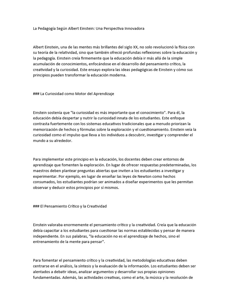 Albert Einstein | PDF | Aprendizaje | Pensamiento