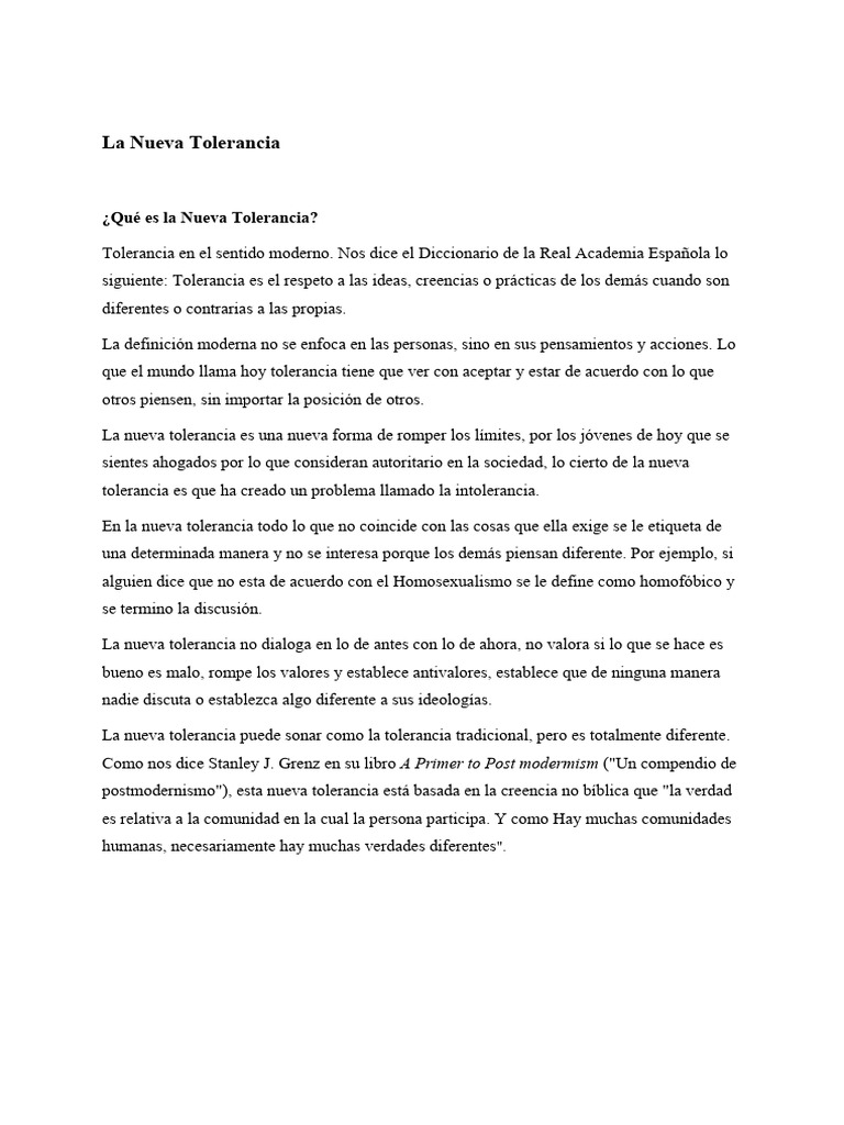 La Nueva Tolerancia | PDF | Tolerancia | Verdad