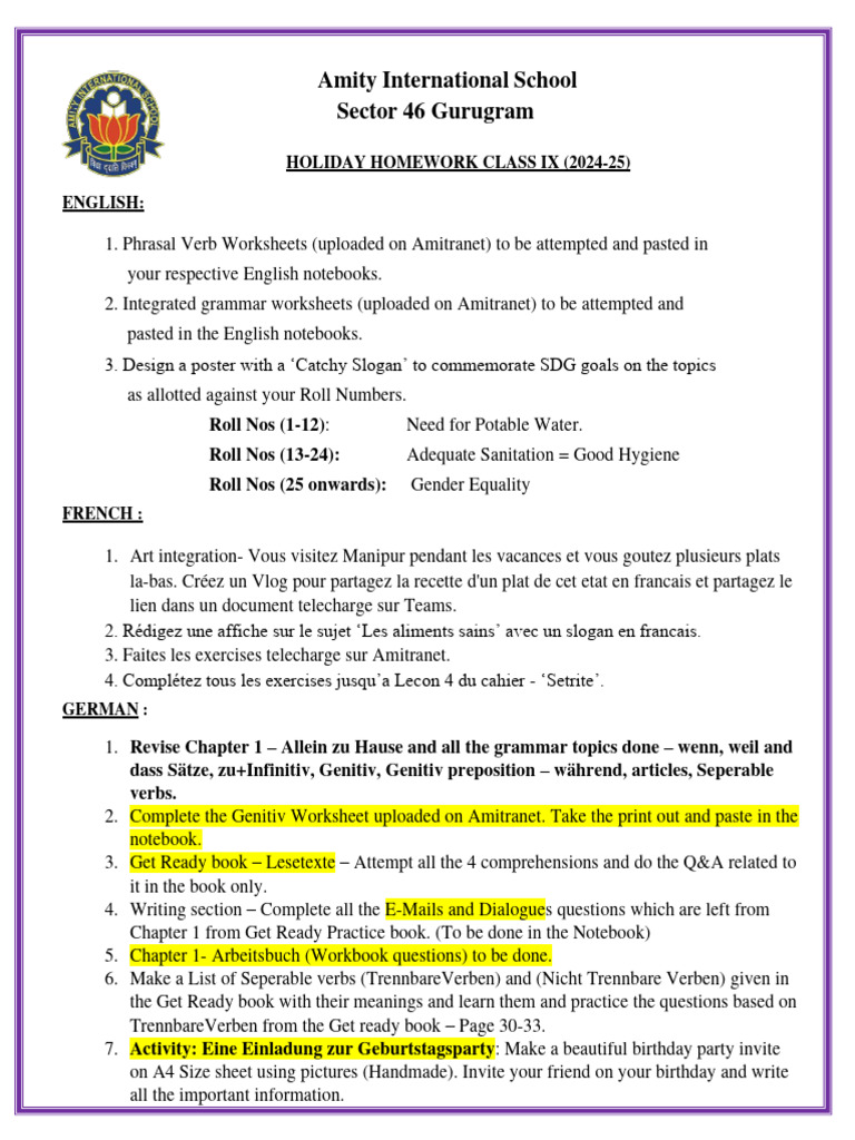 Class Ix Hhw 2024-25 | Download Free PDF | Emergency Management | Experiment