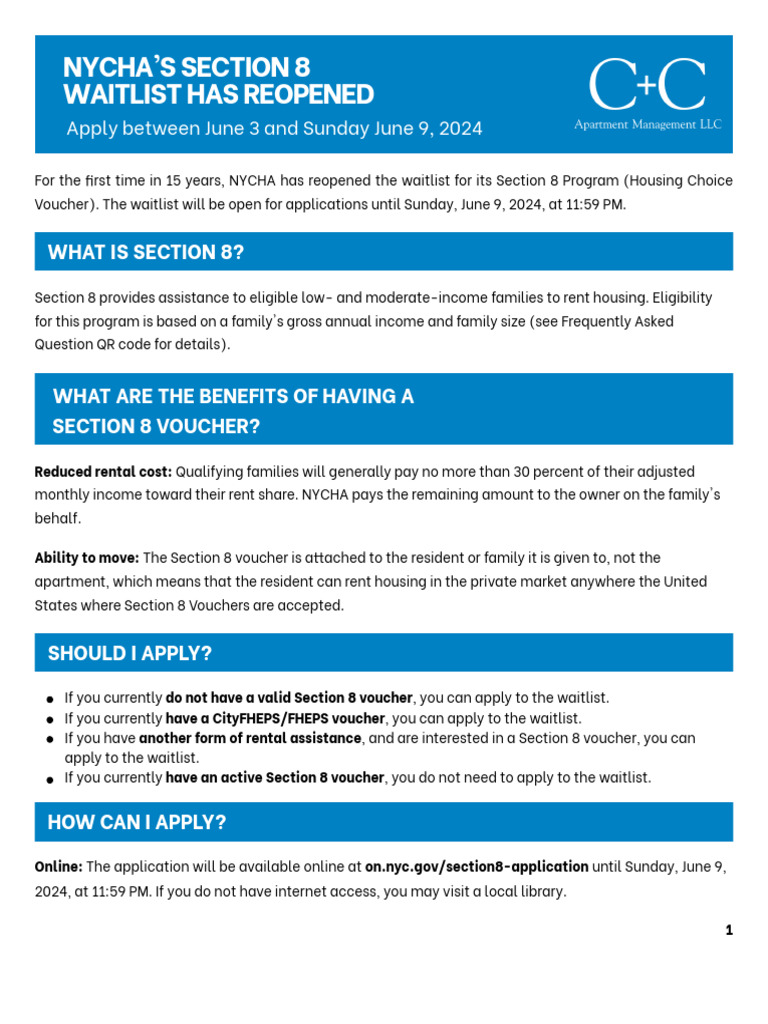 CC Section 8 Waitlist EN Final | PDF | Section 8 (Housing) | Economy Of ...