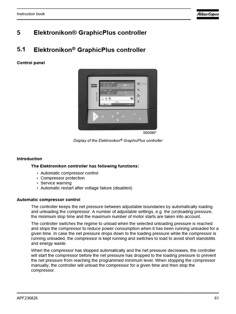 5 Elektronikon® GraphicPlus Controller | PDF | Icon (Computing) | Menu (Computing)