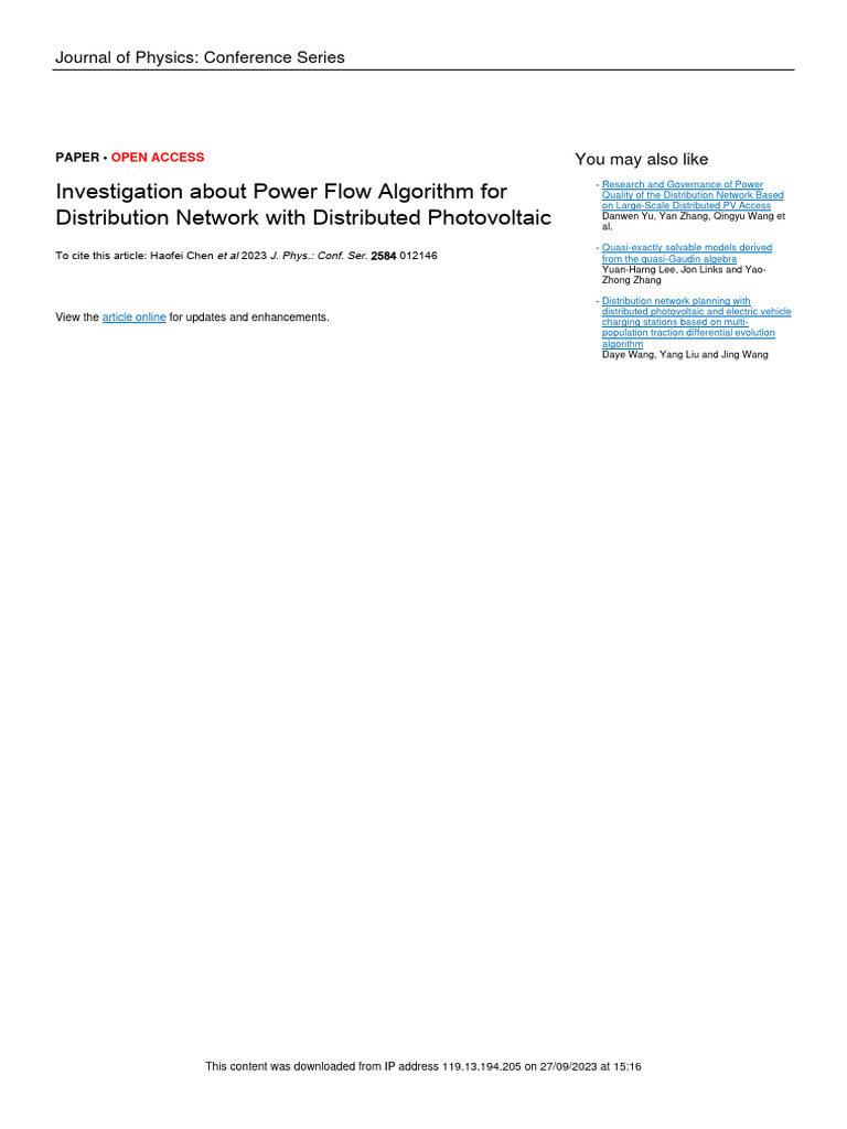 Investigationaboutpowerflowalgorithmfordistr Pdf Electrical Engineering Electricity 
