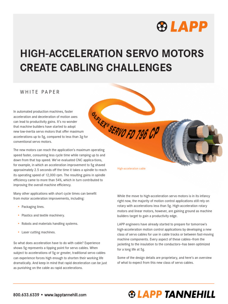 High Acceleration Servo Motors Create Cabling Challenges | PDF ...