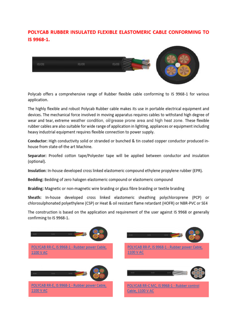 Polycab IS 9968-1 Catalog | PDF | Electrical Resistance And Conductance | Electrical Wiring