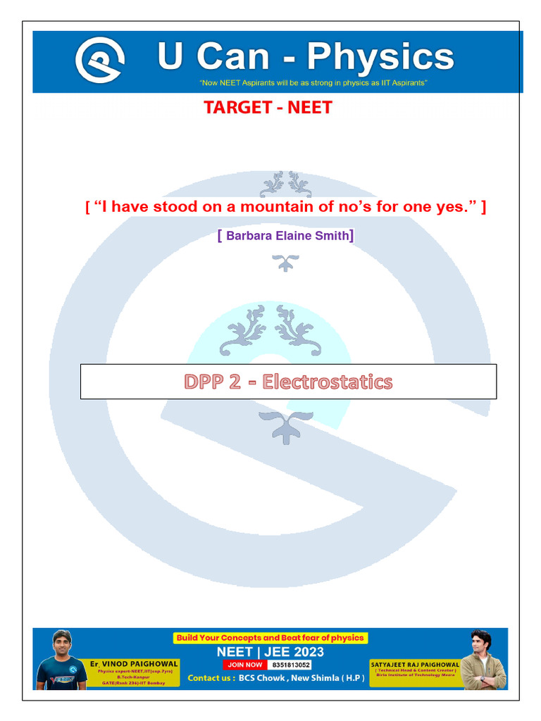 dpp-2-electrostatics-neet-jee-mains-2023 | Download Free PDF ...