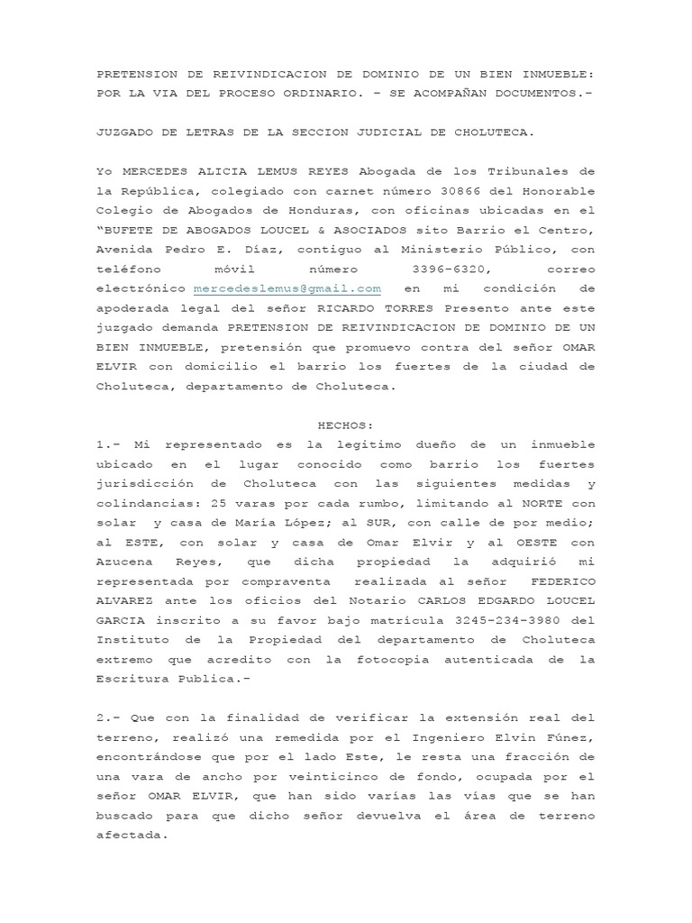 Demanda Merecedes Alicia Lemus Reyes | PDF | Ley procesal | Demanda ...