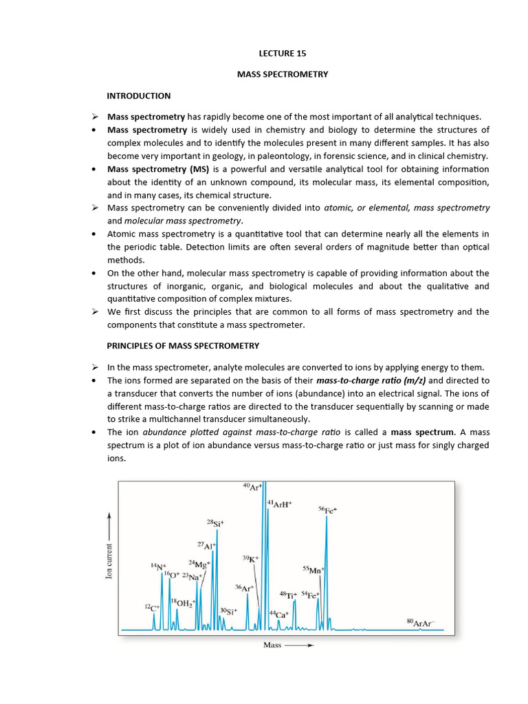 MASS SPECTROMETRy | PDF | Mass Spectrometry | Time Of Flight Mass Spectrometry