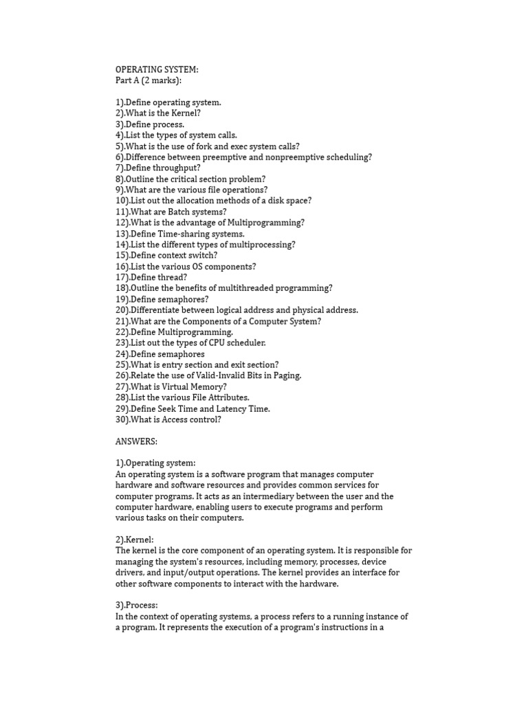 Operating System Concepts and Definitions | PDF | Process (Computing) | Thread (Computing)